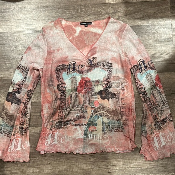 ONE WORLD | Tops | Vintage Y2k One World Mesh Top | Poshmark